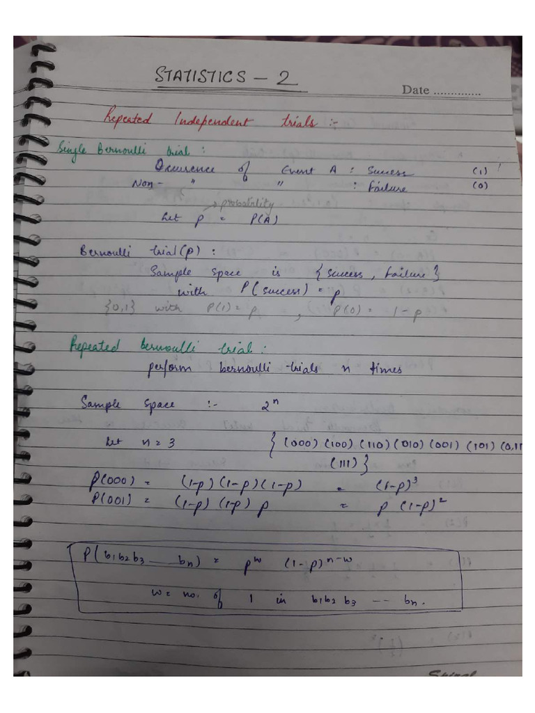 Stats 2 Handwritten Notes | PDF