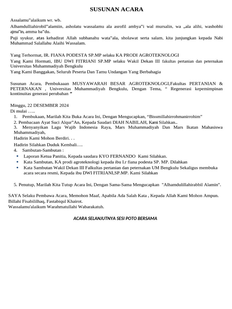 Teks MC Mubes FPP | PDF