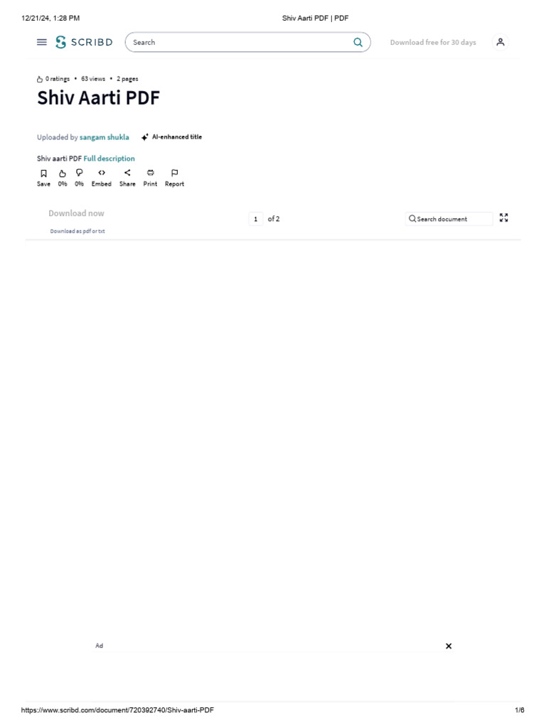 Shiv Aarti PDF _ PDF | PDF | Scribd | Internet