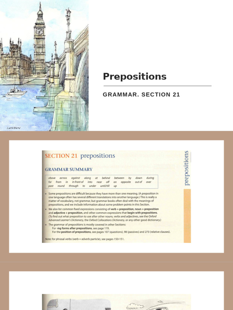 GRAMMAR Section 21 Prepositions | PDF