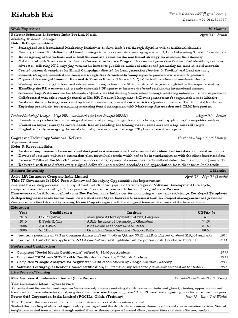 Resume Format 2 | PDF | Marketing | Computing