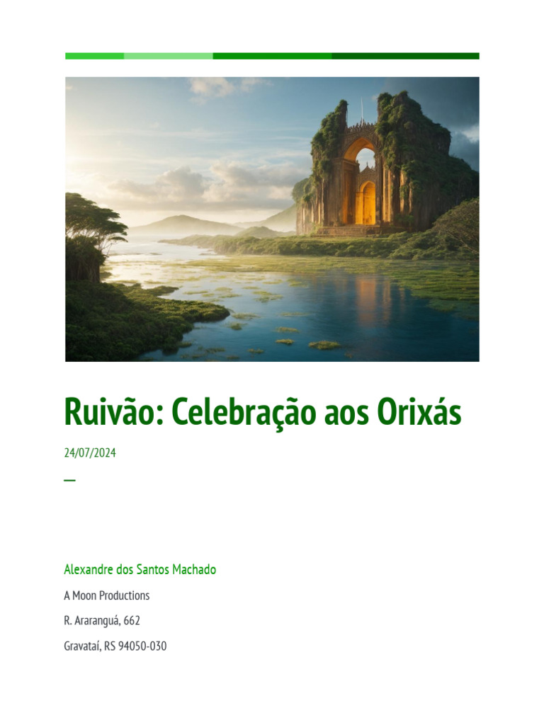 Apresentação Projeto-Ruivão e Celebração Aos Orixás e Orçamento ...