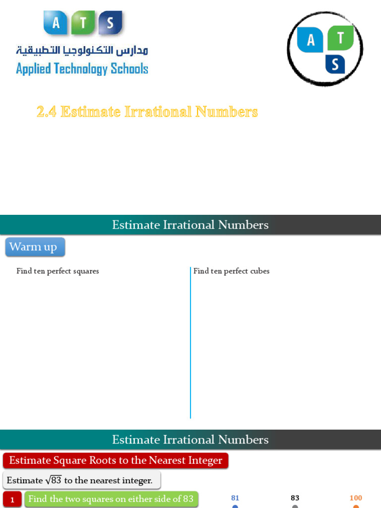 2.4 Estimate Irrational Numbers | PDF | Square Root | Combinatorics
