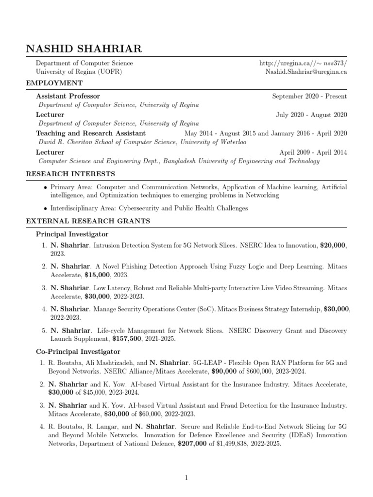 Shahriar CV | PDF | Computer Network | Computer Security