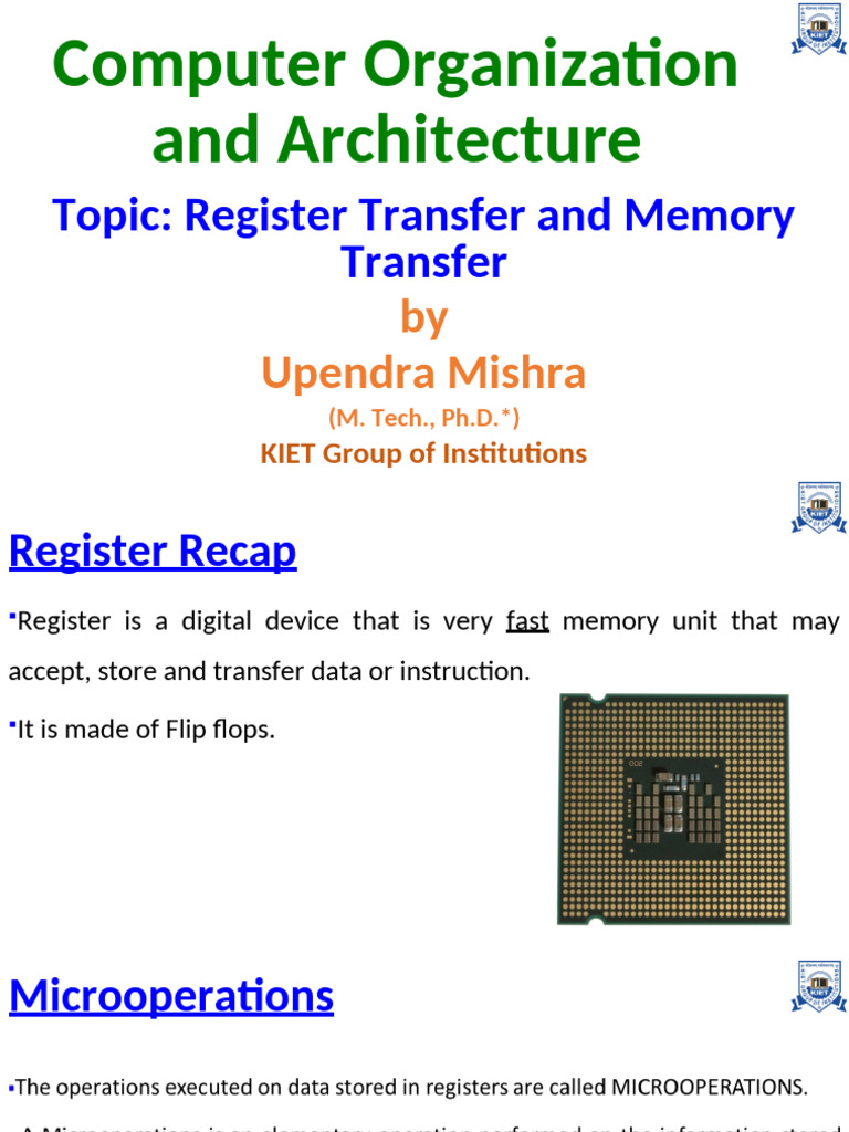 Register Transfer and Memory Operations | PDF | Bit | Computer Science