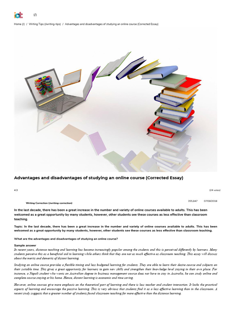 Advantages and Disadvantages of Studying An Online Course (Corrected ...