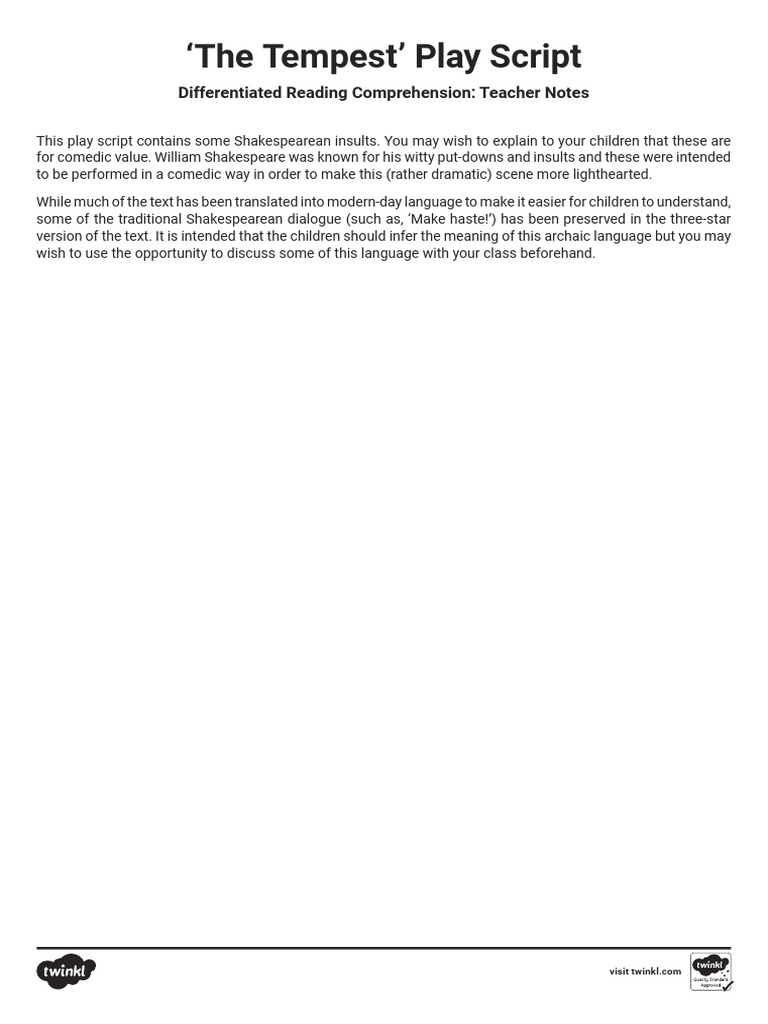 The Tempest Playscript | PDF | The Tempest