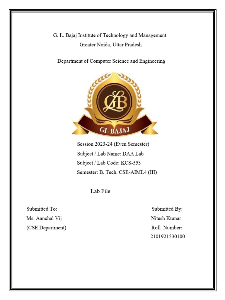 Daa Tanu File | PDF | Algorithms | Theoretical Computer Science Daa Tanu File | PDF | Algorithms | Theoretical Computer Science