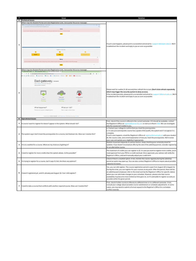 Student Portal Registration Issues Guide | PDF