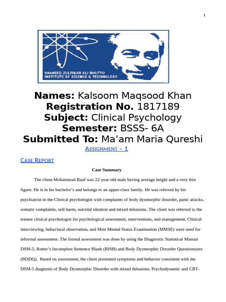 Clinical Psychology Assignment 1 JJJ | PDF | Psychotherapy | Cognitive Behavioral Therapy