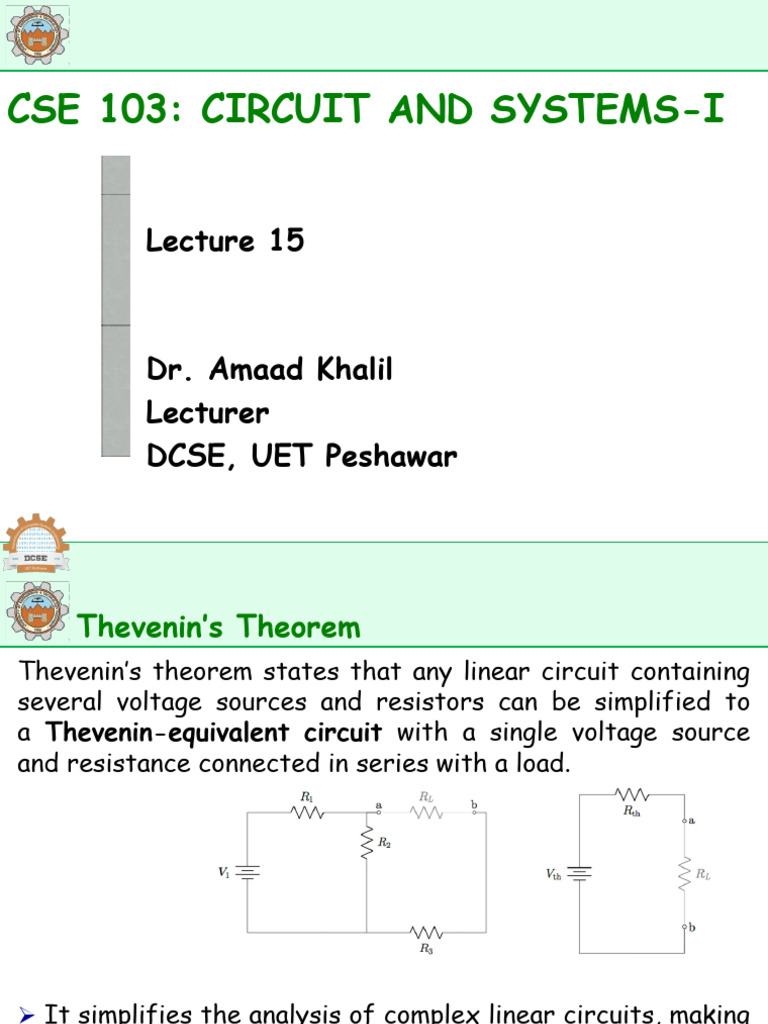 Lecture 15 | PDF | Electrical Network | Electrical Engineering