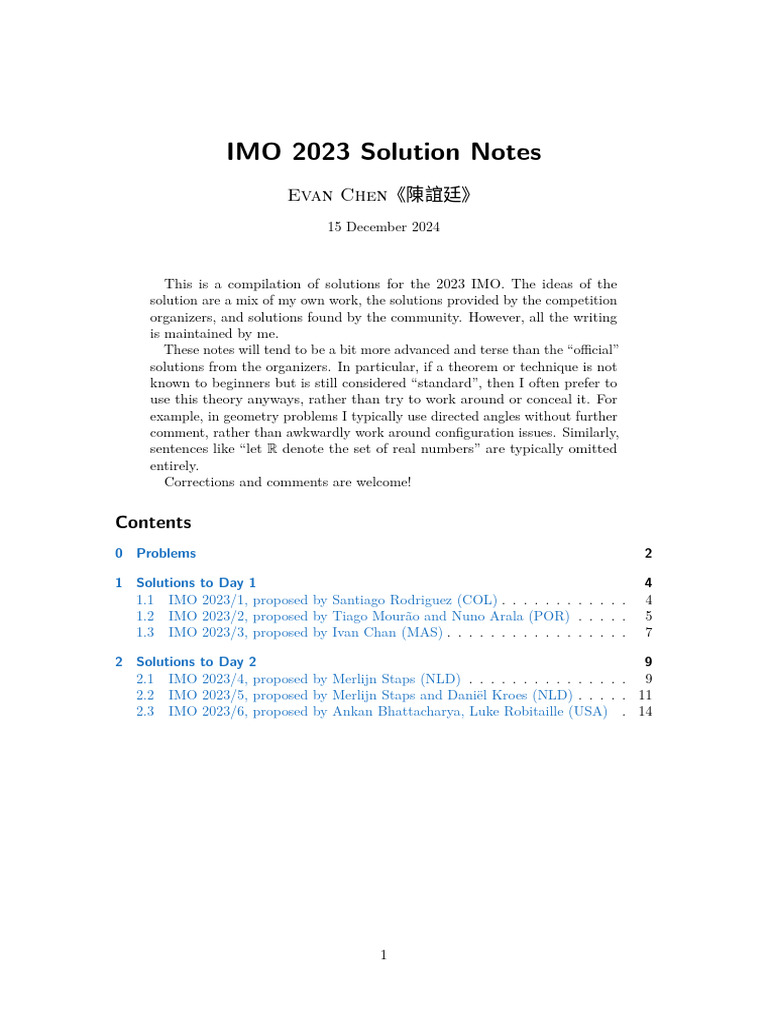 IMO-2023-notes | PDF | Inequality (Mathematics) | Elementary Mathematics
