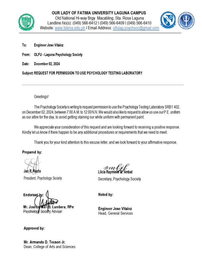 Permission Request for Lab Use | PDF