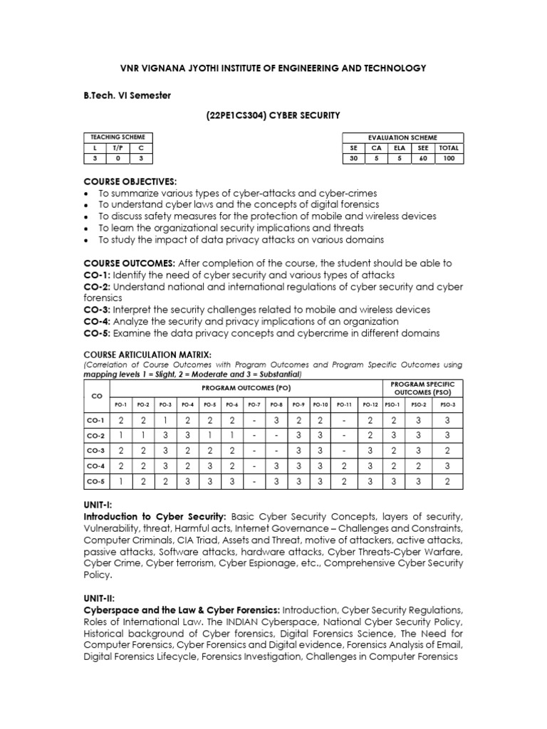 cyber security syllabus | PDF | Security | Computer Security cyber security syllabus | PDF | Security | Computer Security
