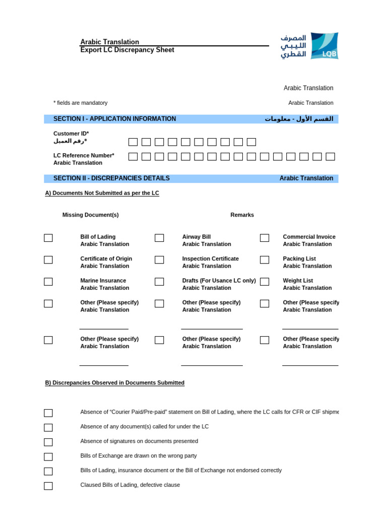 3.2.3.6 Annex Exp LC Discrepancy Sheet | PDF | Bill Of Lading ...