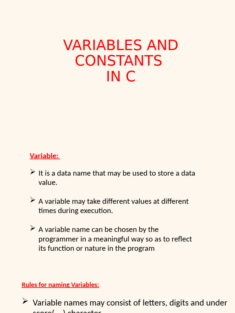 Pps Unit-1 Lesson Variables and Constants (1) | PDF | Variable ...
