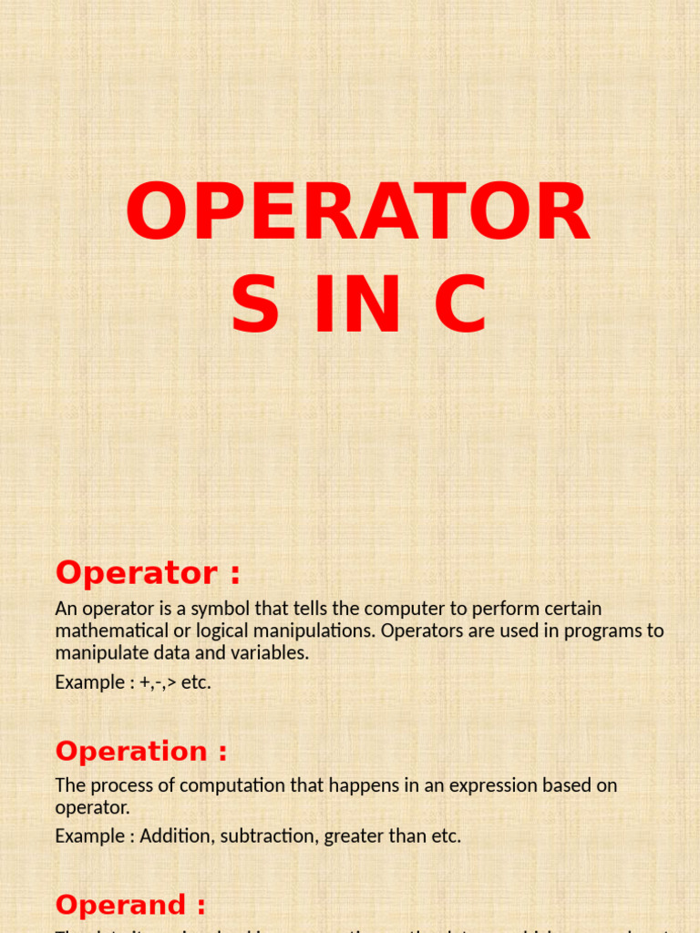 Pps u1 Lesson Operators in c Part-1 (1) | PDF | Arithmetic | Integer (Computer Science)