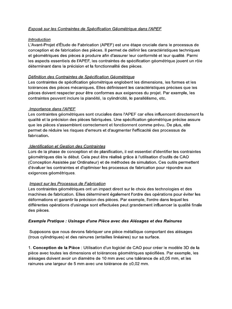 Contrainte de specificite geometrique | PDF