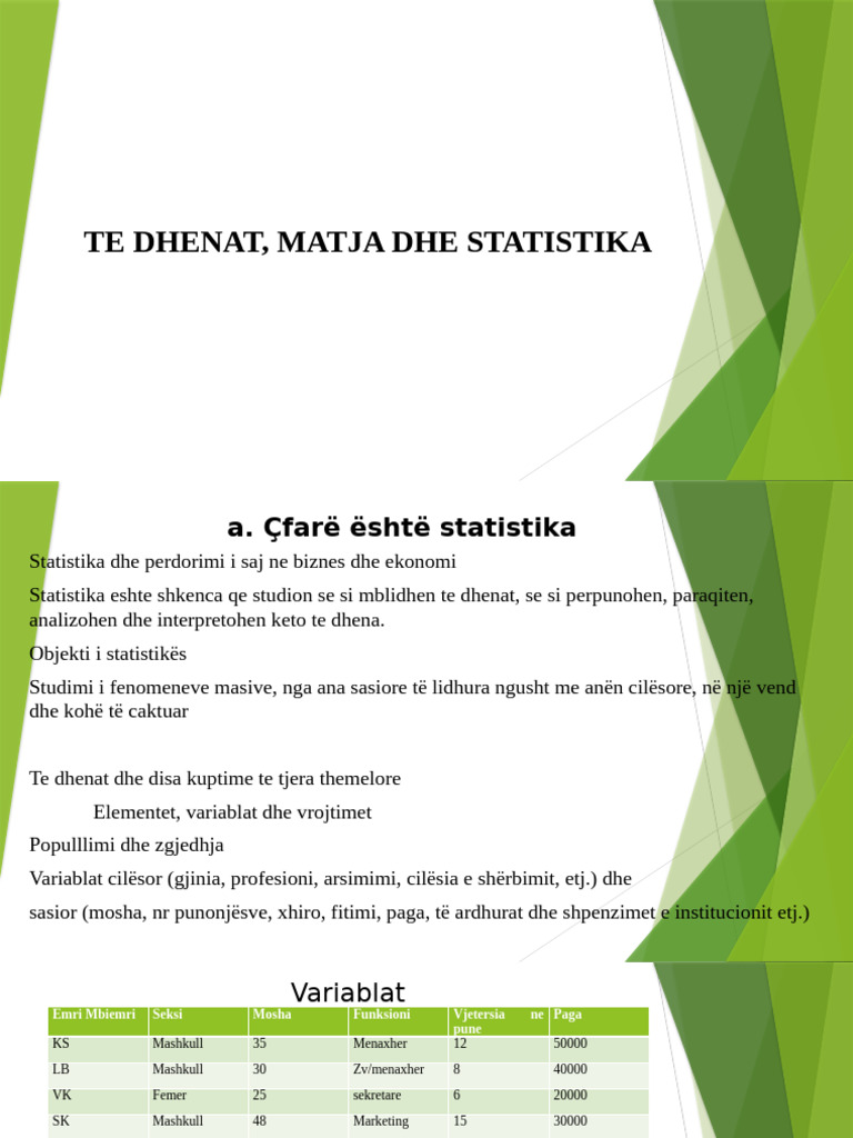 01 Te dhenat matja dhe statistika01 | PDF