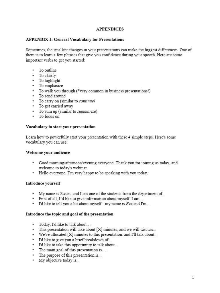 ENG 101 Academic Presentation - Appendices | PDF | Microsoft Power ...
