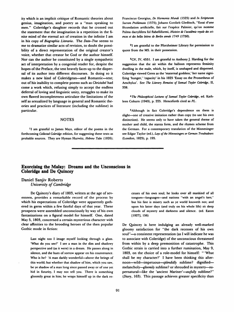 Coleridge and de Quincey: Exorcising The Malay: Dreams and The ...