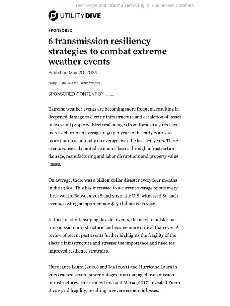 6 Methods To Improve Grid Resilience To Extreme Weather | PDF