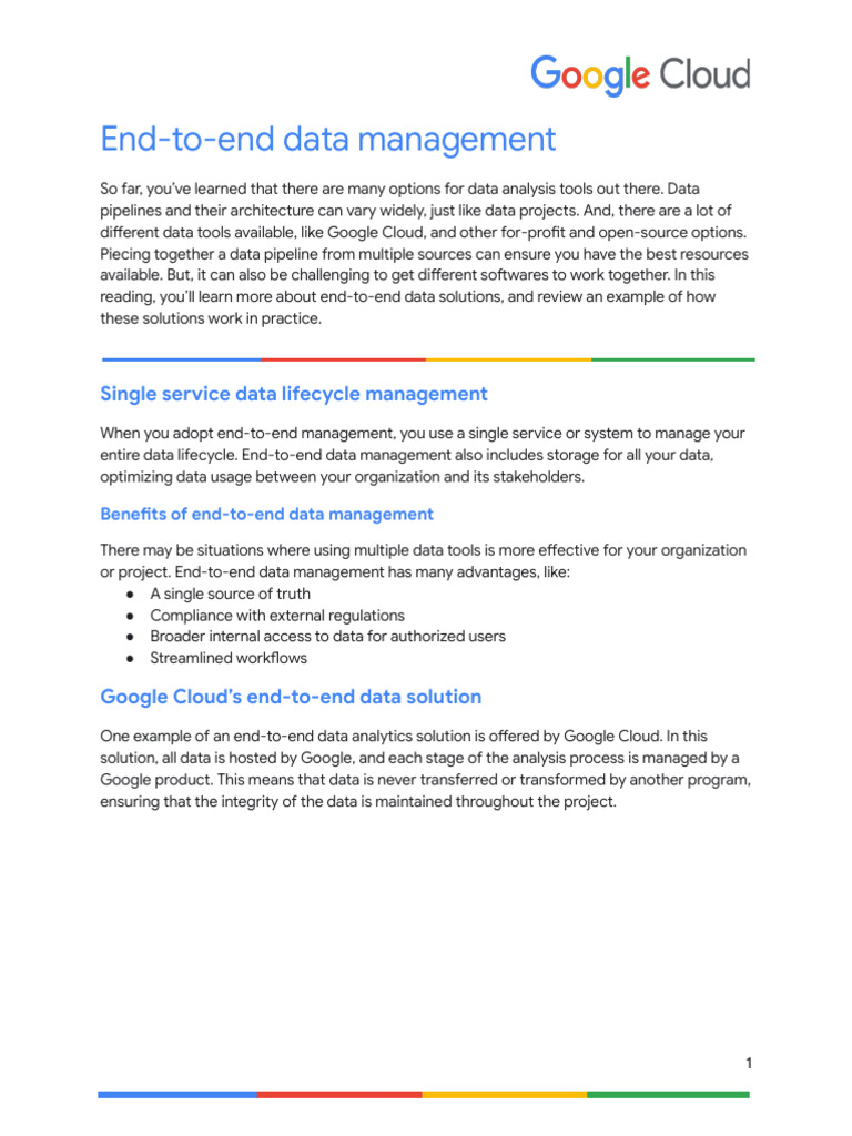 End To End Data Management | PDF | Cloud Computing | Data