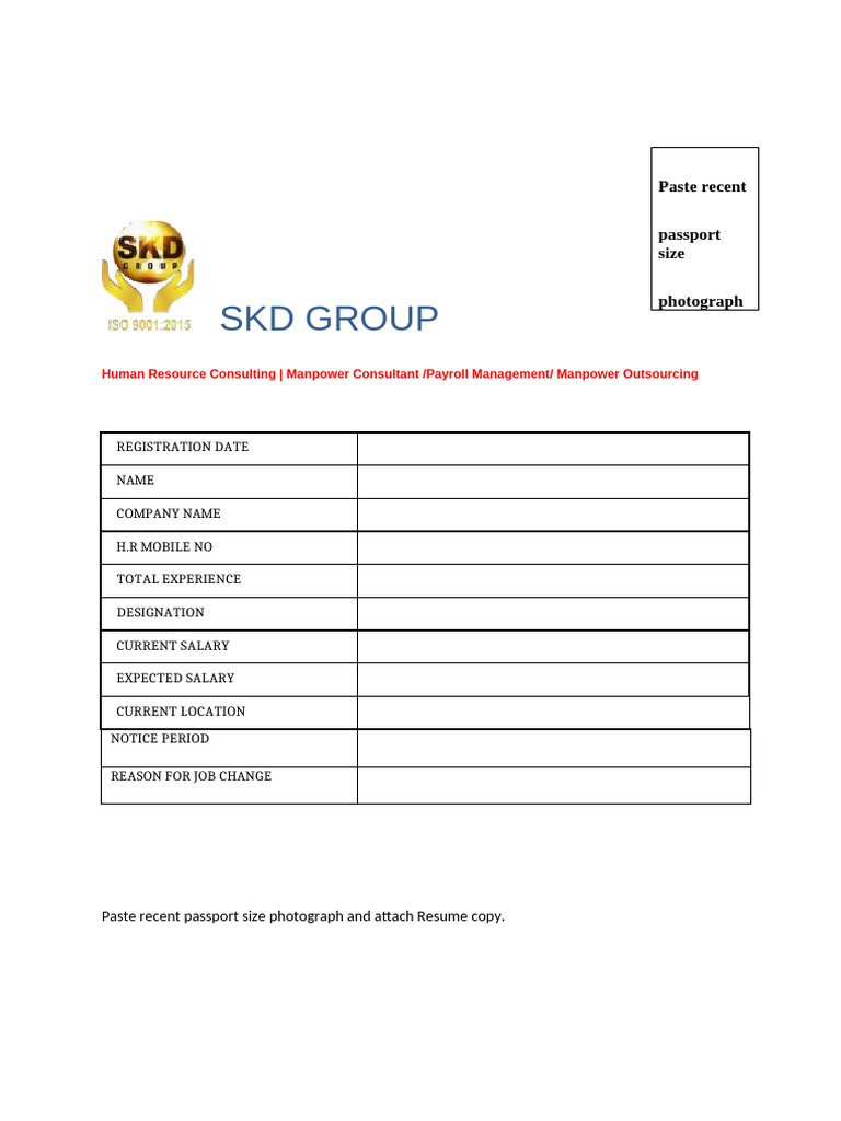 SKD Group HR Registration Form | PDF