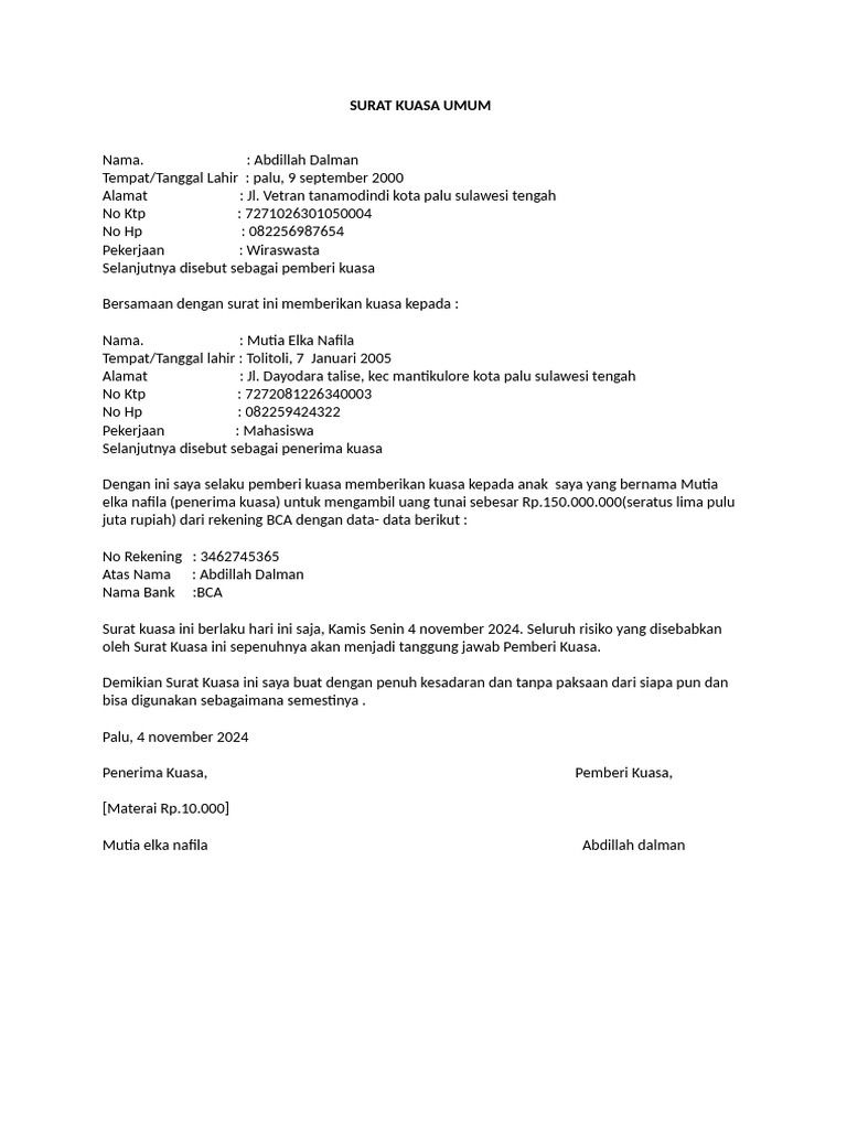 Surat Umum Mutia | PDF