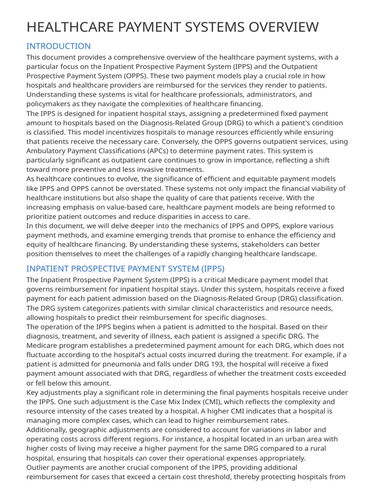 Healthcare Payment System Overview_Career Path | PDF | Cost Of Living ...