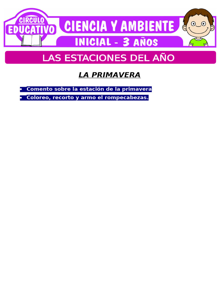Las Estaciones Del Ano Para Ninos de Tres Anos | PDF