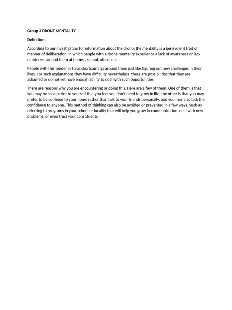 Group 3 Drone Mentality | PDF