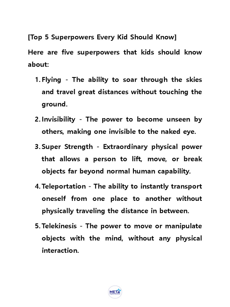 Top 5 Superpowers Every Kid Should Know-1 | PDF