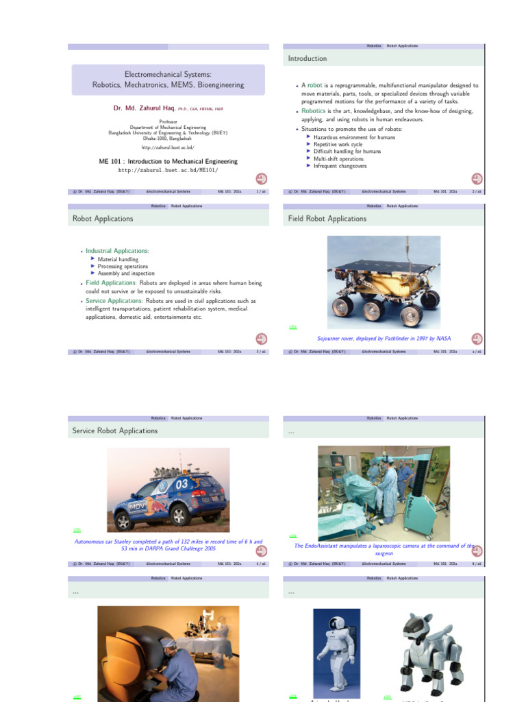 ME101 Electromechanical | PDF | Robotics | Mechatronics