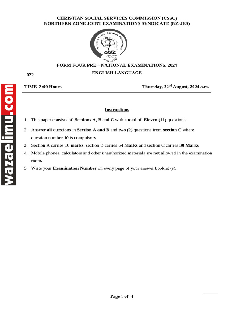 English language form four 2024 | PDF | Funeral