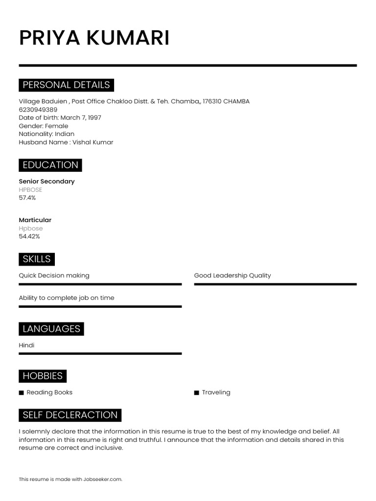 Resume Priya Kumari | PDF