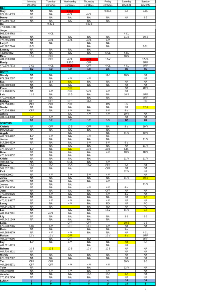 Foh Schedule 08.16.21 | PDF