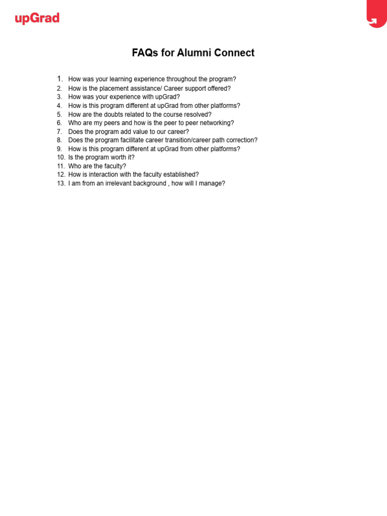 FAQs For Alumni Connect | PDF