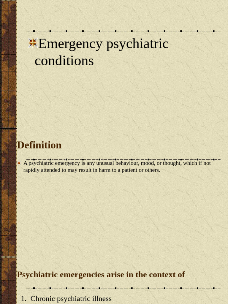 Understanding Psychiatric Emergencies | PDF | Antipsychotic | Suicide