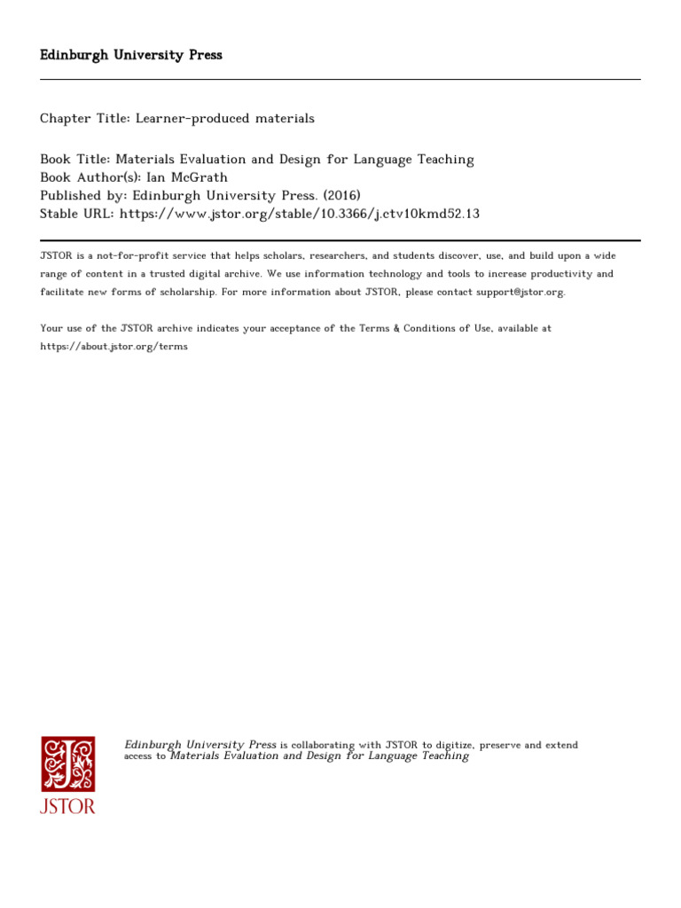 Chapter 8 Learner Produced Materials | PDF | Learning | Language Education