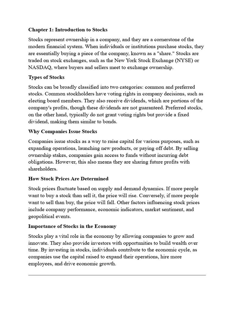 Stocks A Comprehensive Explanation | PDF | Investing | Stocks