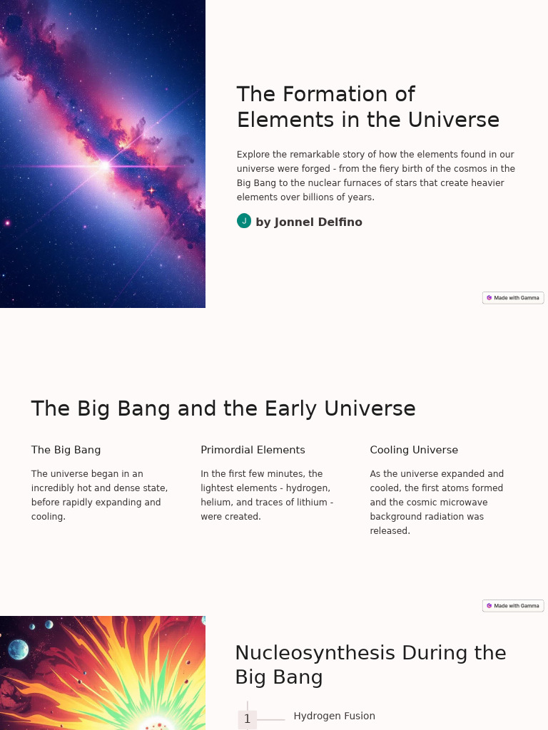 Universe Element Formation Guide | PDF | Stars | Chemical Elements