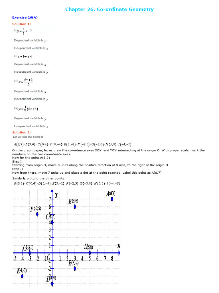 Selina Concise Sol. Class 9 CoOrdinate Geometry | PDF | Cartesian ...