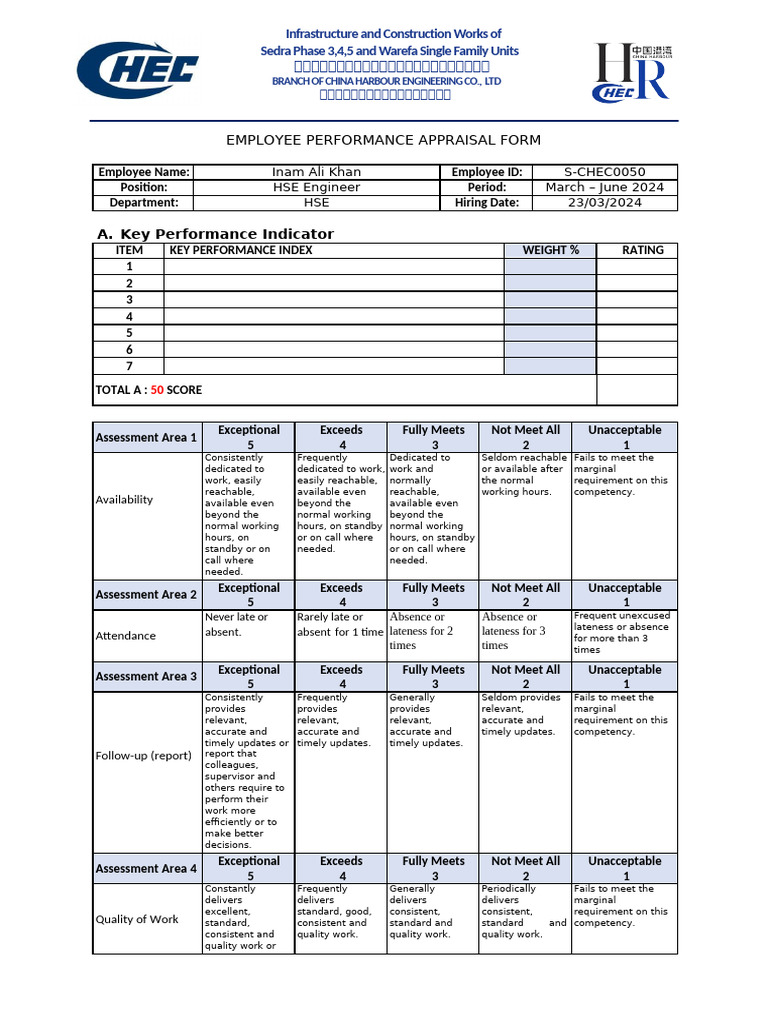 Performance Appraisal Form | PDF | Creativity | Social Psychology