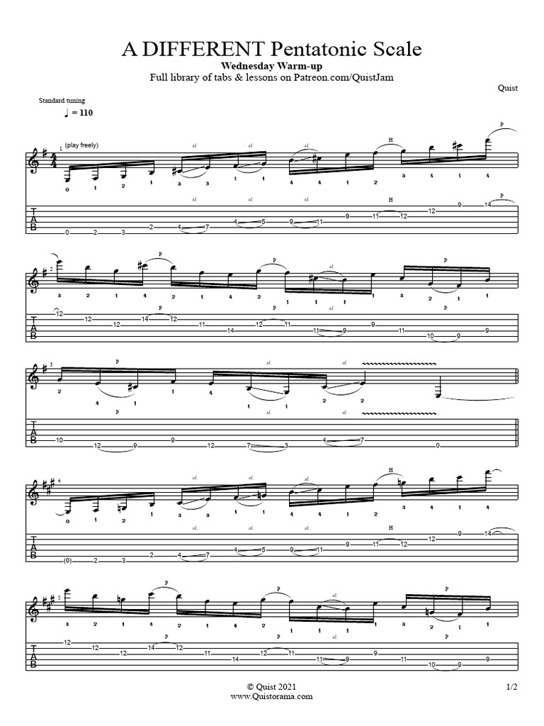 A Different Pentatonic Scale Tab Notation | PDF | Musicology