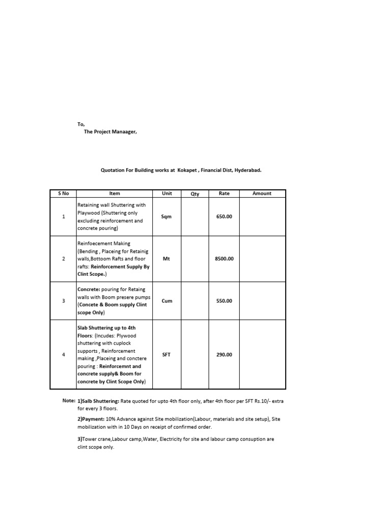 Building Work Quotation | PDF