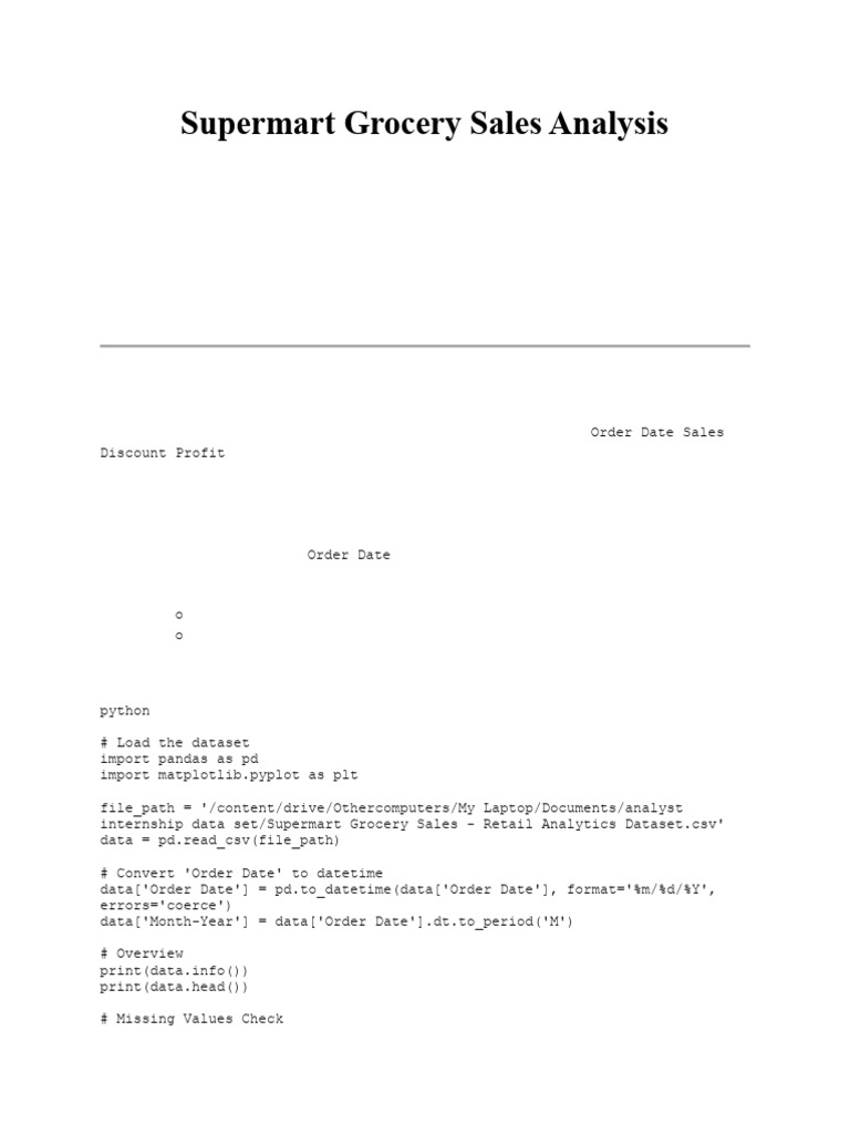 Supermart Grocery Sales Analysis | PDF | Data | Analytics