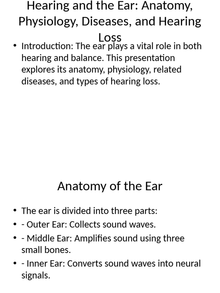 Hearing and Balance: Anatomy & Disorders | PDF
