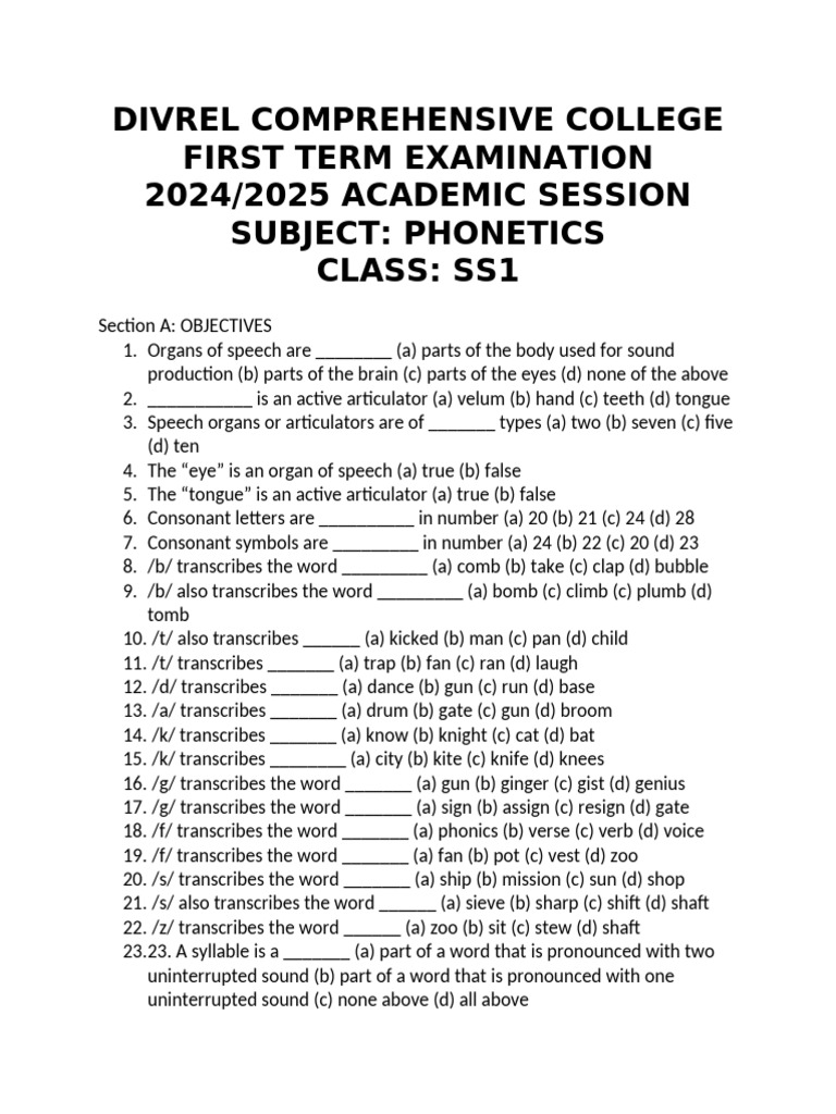 Divrel Comprehensive College Examination Questions. | PDF | Stress ...