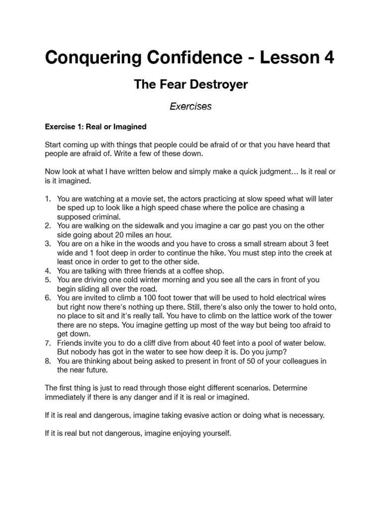 Overcoming Fear: Confidence Exercises | PDF